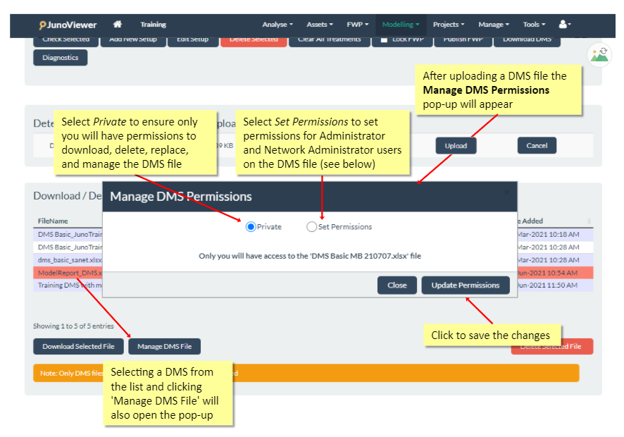 DMS Permissions - Permissions and Security - JunoViewer Help